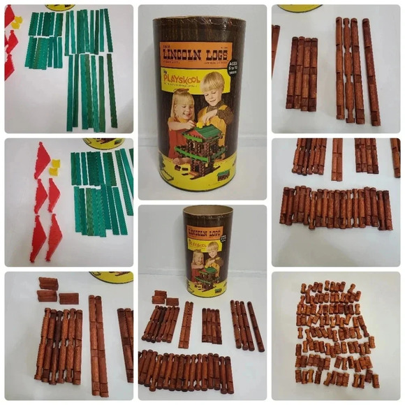 Lincoln Logs | Toys | Playskool Vintage Lincoln Logs Set 893 Original ...